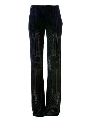 Balmain Brocade Wide Leg Trousers - Blue