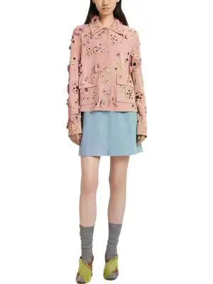 Marni Studded Flower Appliqué Jacket - Pink
