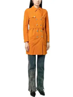 Gucci Perforated Suede Trench Coat - Orange