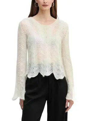 TWINSET Scalloped Hem Open-Work Sweater Neutrals