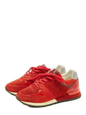 LOUIS VUITTON Louis Vuitton Red Suede Lace-Up Sneakers Red