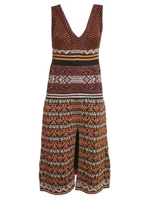 Missoni V-neck Sleeveless Midi Dress - Orange