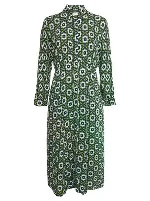 Max Mara Printed Collar Midi Dress - Blue