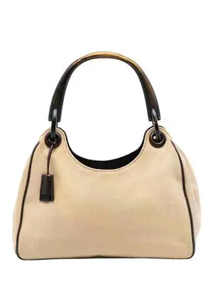 GUCCI Gucci Canvas Shoulder Bag With Wooden Top Handle
