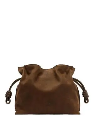 Loewe Flamenco Medium Suede Clutch - Brown