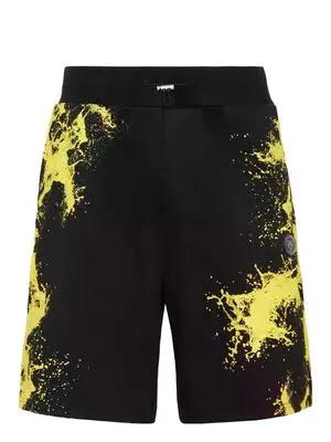 PLEIN SPORT Splash Pattern Drawstring Shorts - Black