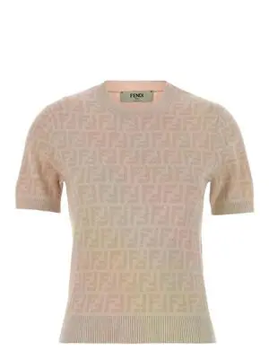 Fendi Ff Monogram Wool Blend T-shirt - Neutrals