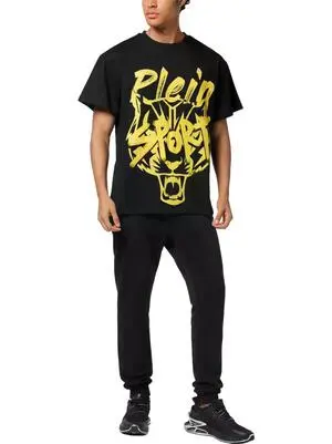 PLEIN SPORT Round Neck Tiger Print T-shirt - Black
