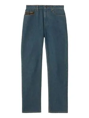 Burberry Mid-rise Straight Jeans With Signature Branding - Blue