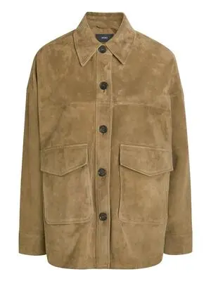 ARMA Kaylee Panelled Suede Shirt Jacket - Olive