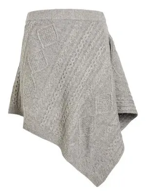 Staud Asymmetric Cable-knit Wool-blend Skirt - Grey