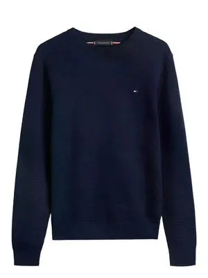 Tommy Hilfiger Textured Logo Sweater - Blue