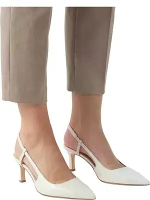 Michael Kors Leather Slingback Pumps - Neutrals