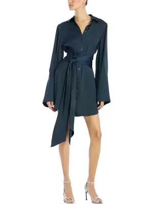 ROTATE BY BIRGER CHRISTENSEN ROTATE BIRGER CHRISTENSEN Satin Tie Mini Shirt Dress