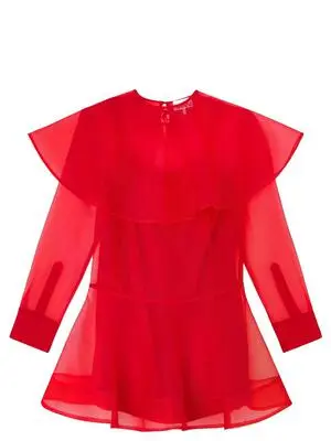 GANNI Long Sleeve Layer Mini Dress - Red