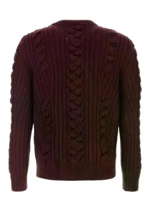 Alexander McQueen Burgundy Cable Knit Sweater - Red