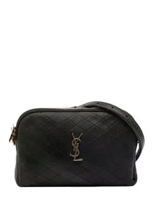 Saint Laurent Quilted Lambskin Zippered Pouch Crossbody Bag - Black