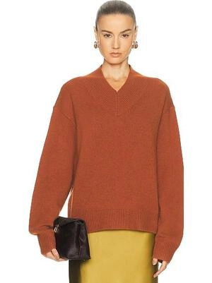 SRG Doris Cashmere V-neck Sweater - Rust