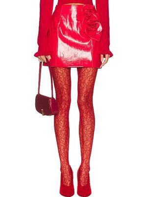 AKNVAS Liva Faux Leather Rose Skirt - Red