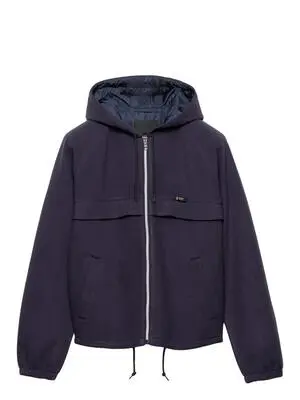 Prada Hooded Technical Fabric Blouson Jacket - Navy