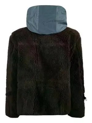 Sacai High-collar Hooded Wool Jacket - Brown