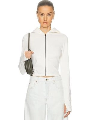 GRLFRND Cropped Zip Hoodie - Bone
