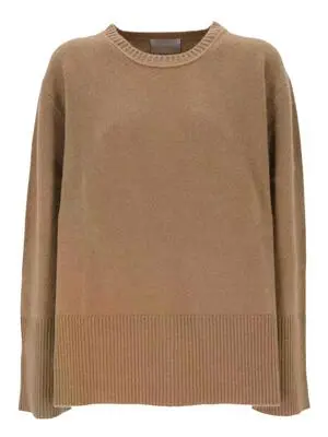 Hemisphere Crew-neck Sweater With Ribbed Detailing - Brown