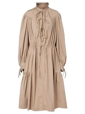 Dries Van Noten Ruffled Cotton Midi Dress - Beige