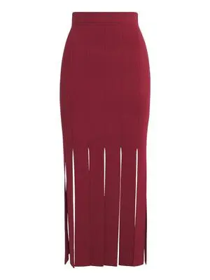 JOSEPH Milano Knit Midi Skirt With Ribbon Fringe - Red
