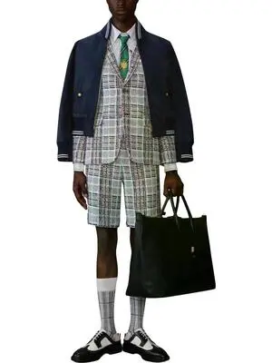Thom Browne Suede Rib Knit Blouson Jacket - Blue