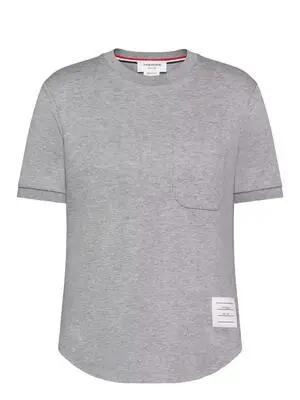 Thom Browne Cotton T-shirt With Chest Pocket - Grey