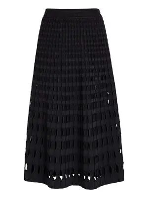 Simkhai Simkhai Drue Textured Cut-Out Knit Midi Skirt Black