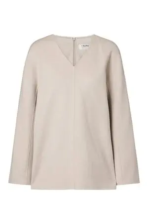 Max Mara Riva Virgin Wool V-neck Sweater - Beige