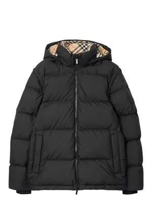 Burberry Detachable Sleeve Puffer Jacket With Knight Stamp - Black