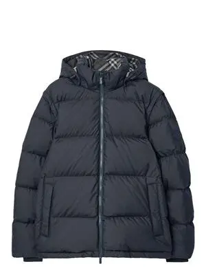 Burberry Detachable Sleeve Puffer Jacket With Knight Stamp - Navy