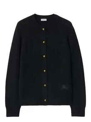 Burberry Cashmere Cardigan With Equestrian Knight Design - Black