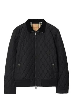 Burberry Quilted Nylon Jacket With Leather Knight Stamp - Black