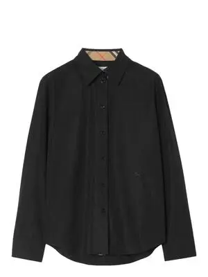 Burberry Regular Fit Cotton Poplin Shirt With Equestrian Knight Design - Black