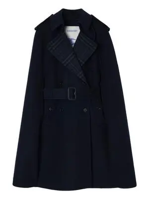 Burberry Burberry Double-faced Wool Twill Trench Cape Navy
