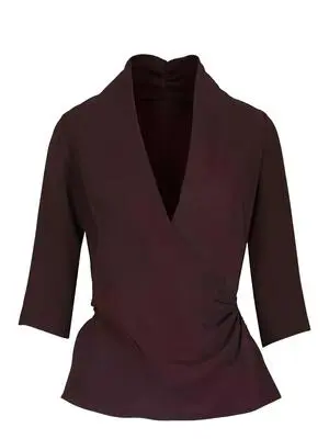 PETER COHEN Peter Cohen V-Neck Tie-Detail Blouse Brown