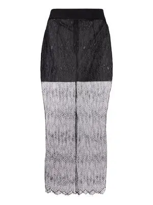 THE FRANKIE SHOP Alrose Lace Midi Skirt - Black