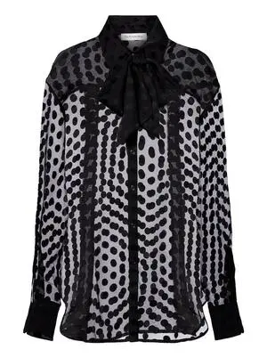 THE FRANKIE SHOP Peri Polka Dot Sheer Shirt - Black