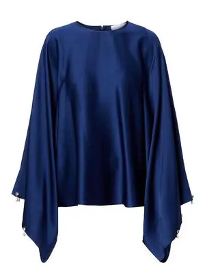 Stella McCartney Faux Pearl-embellished Satin Top - Blue