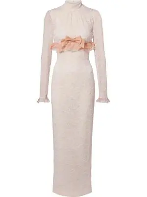 Alessandra Rich Bow-detail Lace Gown - Pink