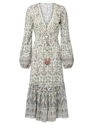 Veronica Beard Vani Paisley Ruffled Midi Dress - Multicoloured
