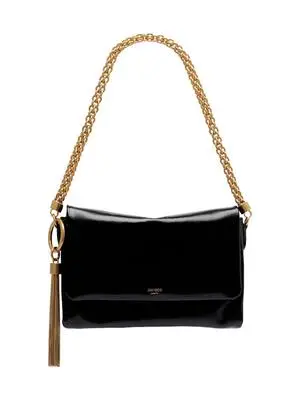 JIMMY CHOO Callie Flap Shoulder Bag In Leather - Black