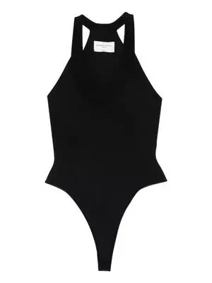 Brandon Maxwell Knit Ribbed Bodysuit - Black