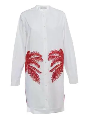 Stella McCartney Embroidered Long Sleeve Shirt Dress - White