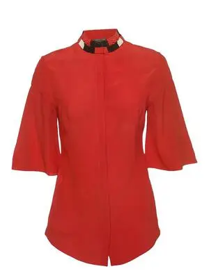 Alexander McQueen Beaded Neckline Blouse - Red