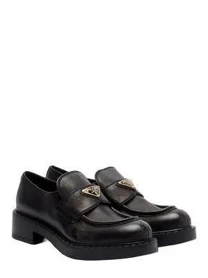 Prada Leather Penny Loafers - Black